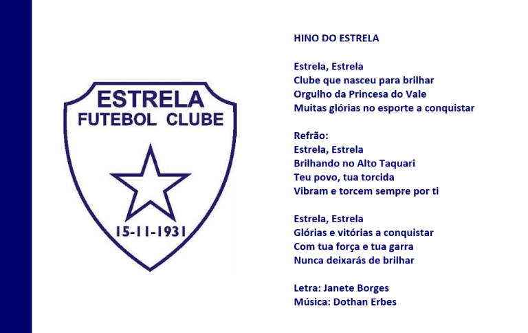 Hino do Estrela Futebol Clube (Estrela – RS) | Arquivos de Futebol do ...